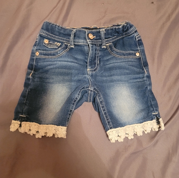 Jordache | Bottoms | Girls Blue Jean Shorts With White Floral Crochet ...